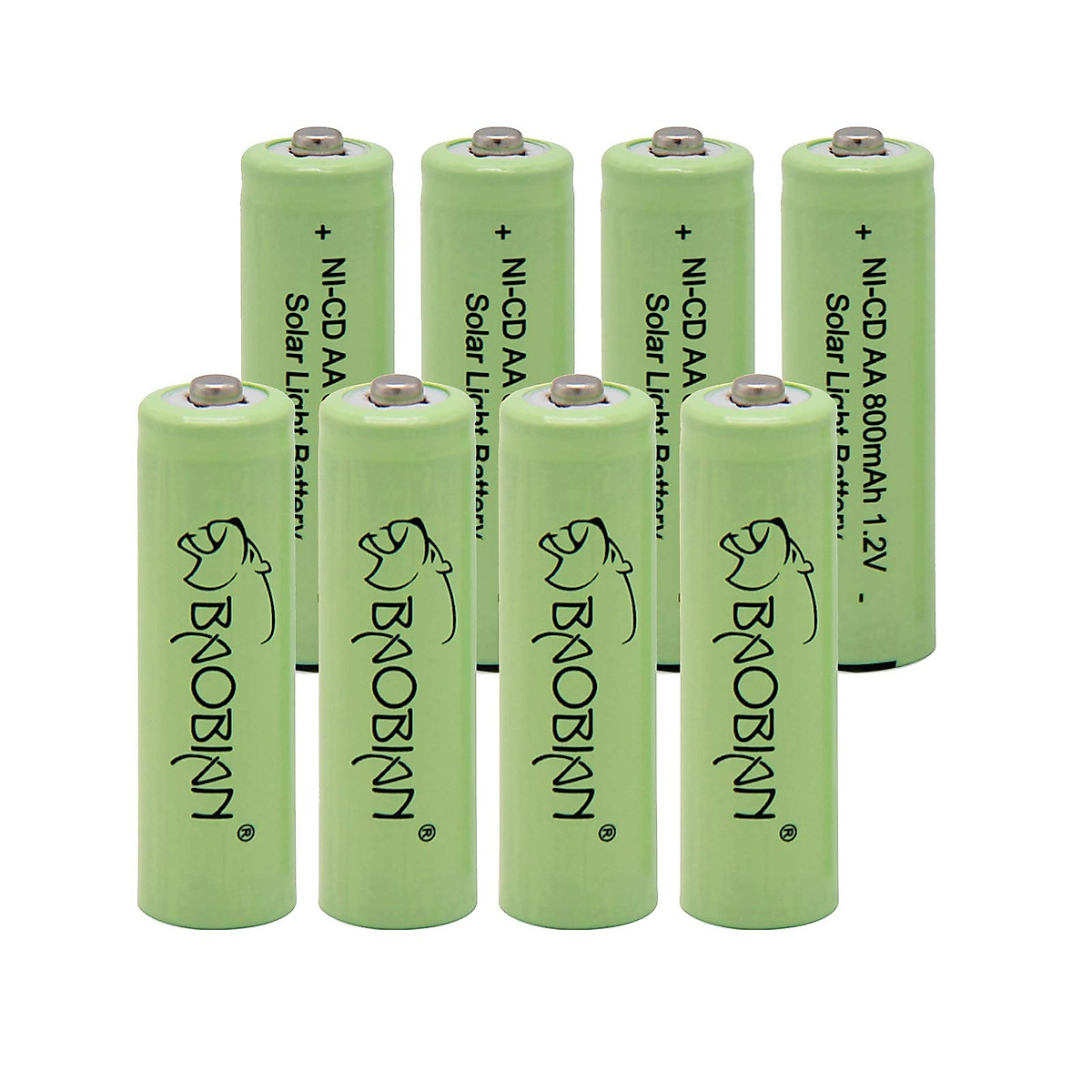 BAOBIAN 8 Pack AA NiCd 800mAh 1.2V Rechargeable Batteries for Outdoor Solar Garden Lights with 1 Smart Individual Battery Charger