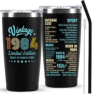 Henghere 40th Birthday Gifts for Men women, 40 Years Old Birthday Gift for Him Her, 1984 Forty Birthday Present, Happy 40th Birthday Tumbler Cup