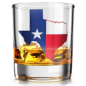 Texas Flag - Old Fashioned Whiskey Rocks Bourbon Glass - 10 oz capacity