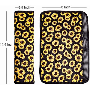 Bulopur Car Seat Straps Shoulder Pads,Yellow Sunflowers Printed Car Seat Strap Covers, Soft Seat Belt Covers for All Car Seats, Pushchair, 2 Piece