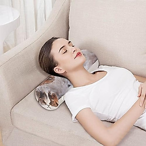 xigua Highland Cattle Neck Roll Pillow for Neck Relief with Removable Washable Cover - Memory Foam Round Cylinder Bolster, Ergonomically Designed for Head, Neck, Back, and Legs