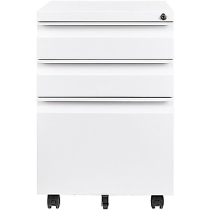 Panana 3 Drawers Filing Cabinets, Mobile File Metal Cabinet Under Desk Drawers on Casters Rolling Office Cabinet for Home Office Furniture, Fully Assembled (White)