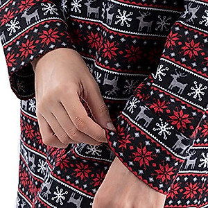 Fruit of the Loom Women's Flannel Sleep Shirt, Fair isle Black, Large