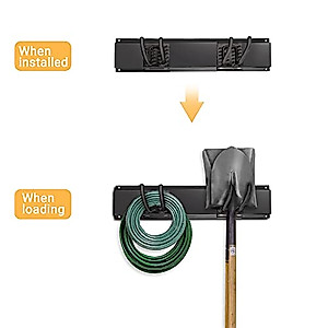 Ultrawall Heavy Duty Tool Storage Rack Wall Mount, Garage Wall Organizer Storage Rack with 2 Hooks for Garden Yard