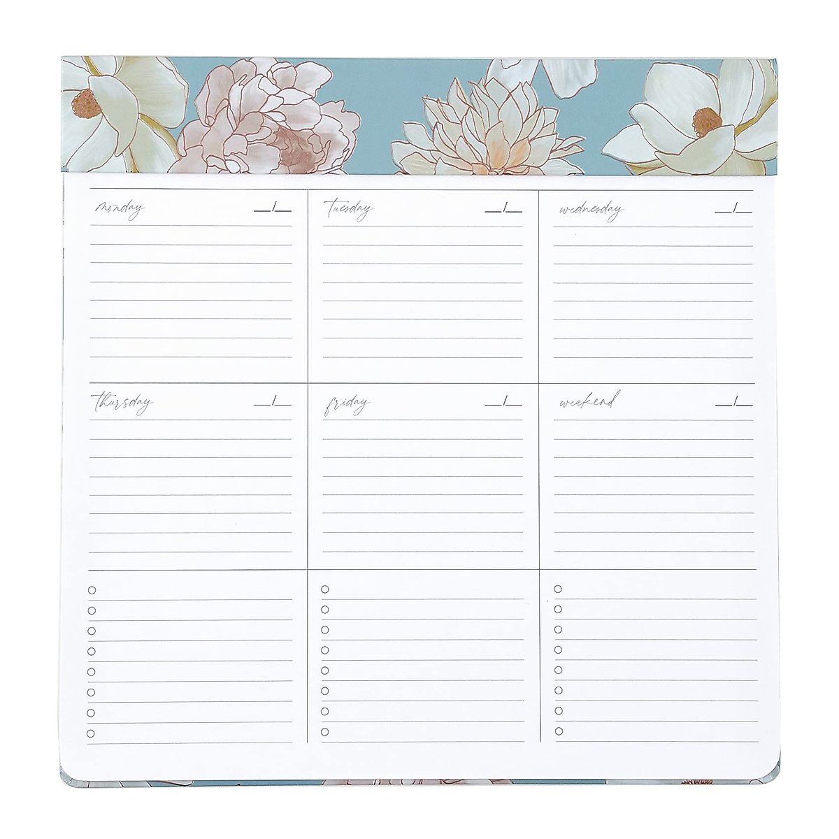 Designer Schedule Pad - Flora. 52 Perforated Sheets. 10" x 10". Weekly Schedule Organizer Planner Pad with To-Do Lists and Notes Sections by Erin Condren.
