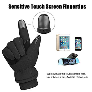 OZERO Thermal Gloves Winter Snow Cold Proof Work Glove Warm Polar Fleece Insulated Artificial Lamb Wool for Women and Men Medium Black