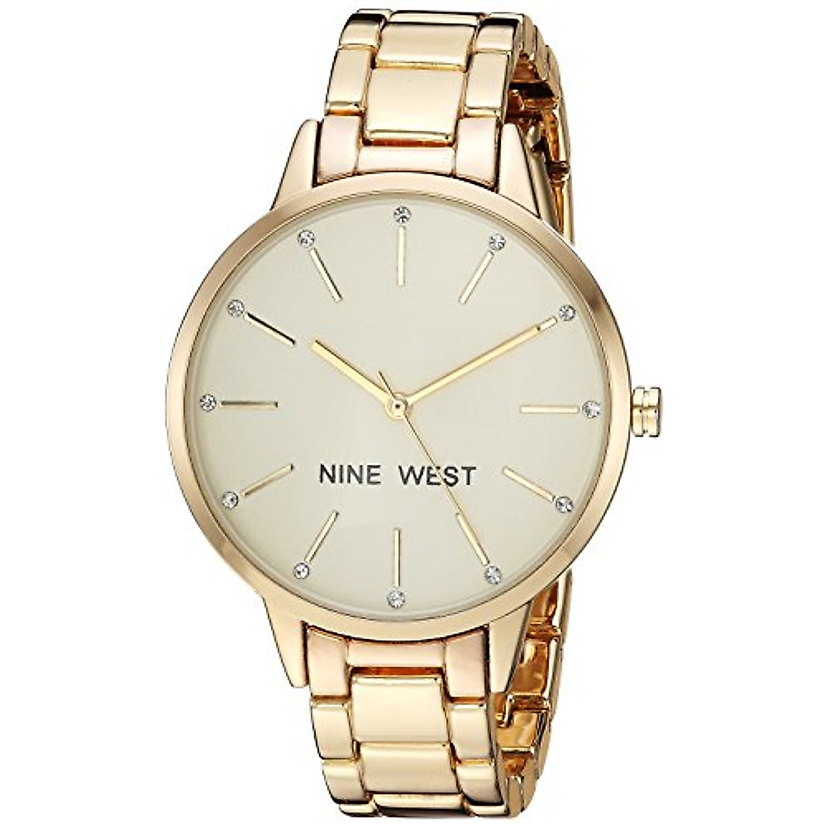 Nine West Women's Crystal Accented Gold-Tone Bracelet Watch
