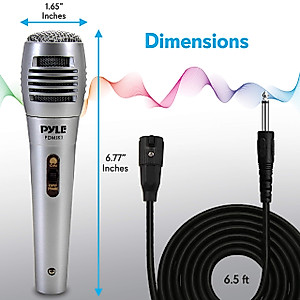 Pyle Wired Dynamic Microphone - Professional Moving Coil Unidirectional Handheld Mic with Built-in Acoustic Pop Filter, Rugged Construction, Steel Mesh Grill, 6.5 ft XLR Audio Cable Wire - PDMIK1