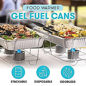 Food Warmer Gel Cans for Chafing Dish (Set of 6 Gel Warming Cans) - Food Warmers for Parties, Buffet Trays, Catering Dishes - Disposable Chafing Burners to Keep Food Warm - Best Food Heaters