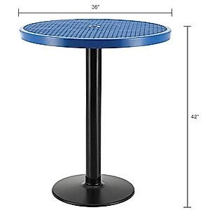 Global Industrial 36" Round Outdoor Bar Height Table with Pedestal Base, 42" H, Blue