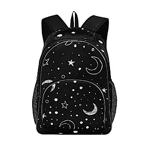 ALAZA Doodle Night Sky Moon Stars Teens Elementary School Bag Casual Daypack Book Bags Travel Knapsack Bags