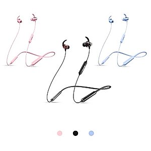 Tecno Wireless Bluetooth Headphones with Microphone, 38H Playtime Neckband Wireless Headphones, (B1-Black+Bule+Pink)