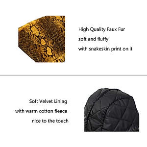 LA CARRIE Women's Snakeskin Print Faux Fur Bucket Hat Winter Warmer Fisherman Cap (Yellow)