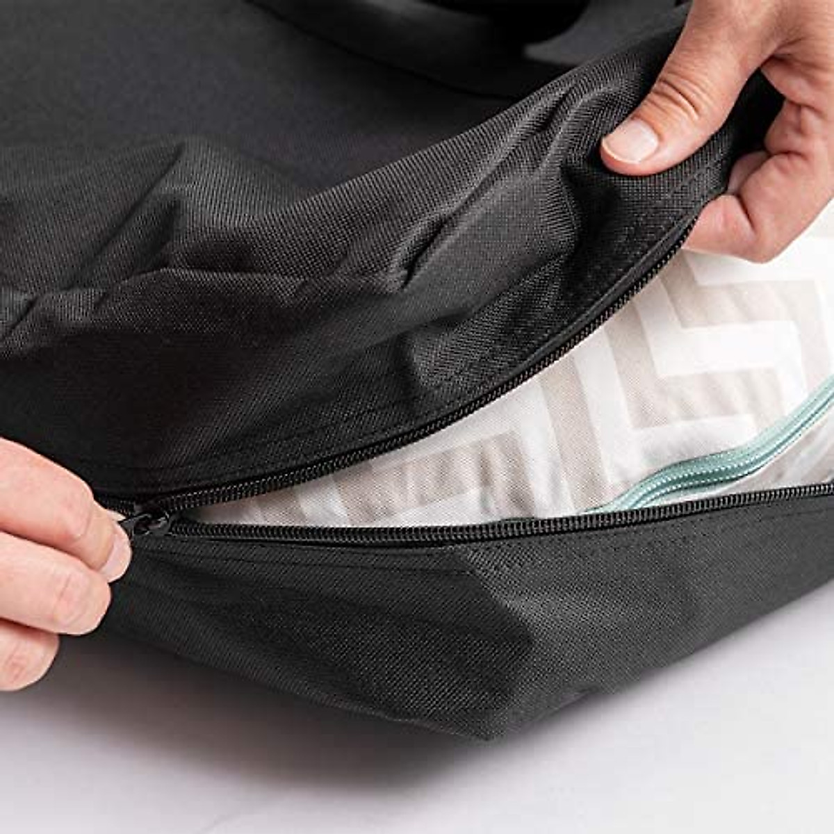 JumpOff Jo - Travel Bag and Transport Tote for Baby Lounger, Keep Newborn Loungers Clean and Secure, Compatible with DockATot, Snuggle Me and Other Baby Nest Pillows (Black)