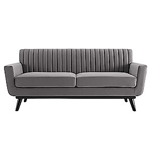 Modway Engage Channel Tufted Performance Velvet Loveseat in Gray