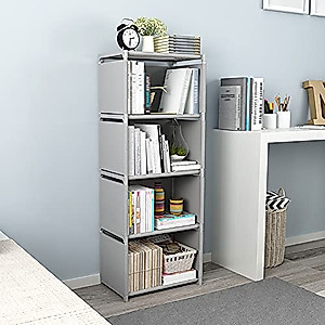 Jstcmadby Freestanding Bookshelf 4 Layers Open Bookshelf Assembled Fabric Bookshelf Storage Wall Shelf for Home Office Kitchen Storage