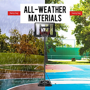 Giantex Portable 10Ft Basketball Hoop Outdoor, Height Adjustable 8.5-10 Ft 39 Inch Backboard Basketball Goal, Suit for Court, Driverway, Garage, Outdoor Indoor Basketball Stand for Kids, Youth, Junior