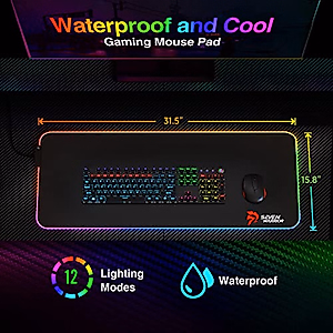 SEVEN WARRIOR Gaming Desk 60INCH with RGB Mouse Pad & Power Outlet, Carbon Fiber Surface Gamer Desk with Monitor Stand, Ergonomic Y Shaped Gamer Table with Cup Holder, Headphone Hook, Outlet Organizer