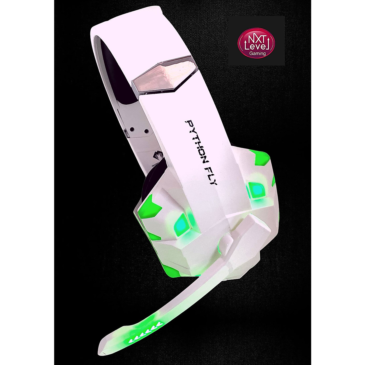 Nxt Level Python Fly G9000 Max Ultralight Stereo Professional Gaming Headset 7.1 Bass Surround Sound with Noise Cancellation Microphone for PS5 PS4 Xbox Controller Mobile Phone PC (White Green)