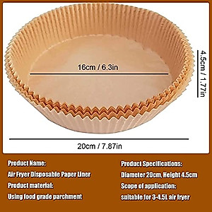 50 PCS Air Fryer Non-stick Disposable Paper Liner, Baking Paper for Air Fryer Oil-proof, Water-proof, Parchment for Baking Roasting Microwave