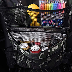 FH Group Multi-Pocket Camo Print Seat Back Organizer with Cooler - Backseat Organizer for Kids-Universal