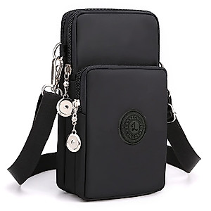 LassZone Women Crossbody Phone Bag Zipper Waterproof Nylon Wallet Cellphone Purse Ladies Shoulder Bag Wristlet Handbag