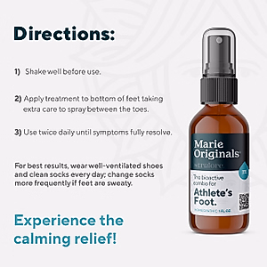 Athletes Foot Spray - Extra Strength - Natural Ingredients Itchy Skin Relief, Ringworm, Jock Itch, Odor | Apple Cider Vinegar Remedy for Men, Women | Marie Originals