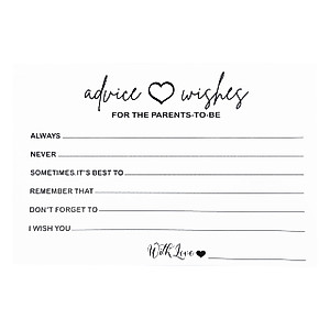 RXBC2011 Advice and Wishes Cards for the parents to be Baby Shower Games Card Advice Card for new Mommy and Daddy Pack of 50