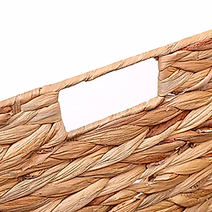 Water Hyacinth Storage Basket,Wicker baskets For Shelves,Folding 2 Packs Handmade Woven,Decorative Seagrass Shelf Basket ,Shelf Basket For Storage Toys Books And Clothes ,12x12x12 Inches.