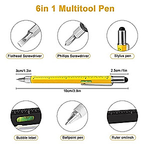 Multitool Pen - Multi-tool DIY Tool, Unique Gadget With Screwdriver Pen, Touchscreen Stylus,Ruler,Bubble Level,Stocking Stuffers Gifts for Carpenter,Dad, Valetentine's Day, Father' Day, Boyfriends