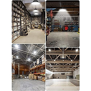 LED High Bay Light, 100W 12000LM UFO LED High Bay Lights with US Plug 5' Cable, 6500K Super Bright LED Shop Lights, IP65 Warehouse Light, Area Light Fixture Shop Light for Garage Warehouse Workshop