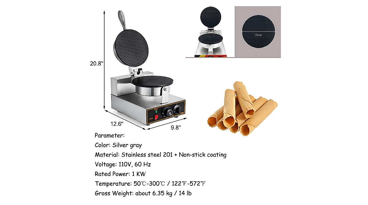 Banfluxion Commercial Ice Cream Cone Maker with Adjustable Temperature