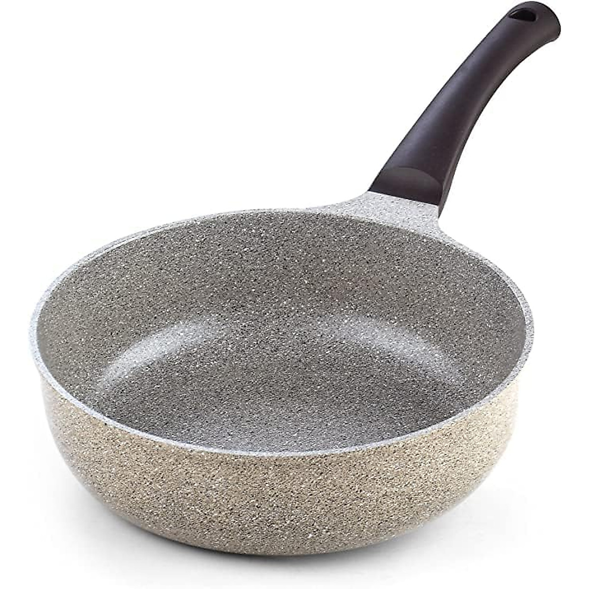 Cook N Home Nonstick Saute Skillet Pans 8 inch + 9.5 inch 2pc Set, Ceramic Marble Coating Deep Frying Pan Wok Stir-Fry Sauté Pan, Earth