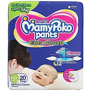 MamyPoko Pants Extra Absorb Diapers, New Born (Pack of 18)
