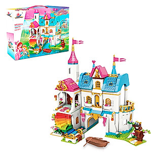 EP EXERCISE N PLAY Building Toy Deluxe Brick for Ages 6-12 Girls Boys,Princess Leah Lake Rainbow Castle Building Kit Castle Toy House Toys,Creative Building Toys,Recreat