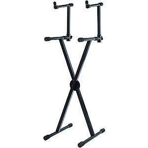 MIYAKO Double Piano Stand with Adjustable Height and Locking Straps constructed with High Strength Steel for Durability - Ideal for Two a Keyboard Stand (D-11)