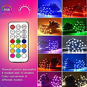 OIGOT LED Light String, Christmas Decoration LED Light Strip, Battery Remote Control, 8 Modes And 12 Different RGB Conversions,Suitable For Outdoor/Indoor, Bedroom,Music Party, Garden, TV, DIY