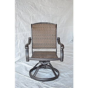 Patio Land Santa Clara Outdoor Set of 6 Swivel Rocker Dining Chairs Dark Bronze Cast Aluminum