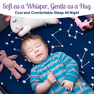 GROW WILD Pack n Play Fitted Sheets 3-Pack | Breathable Pack and Play Jersey Cotton Crib Sheets | 38” x 24" Mini Crib Sheet & Crib Bedding Set for Baby Boys | Stars and Moon Nursery Decor