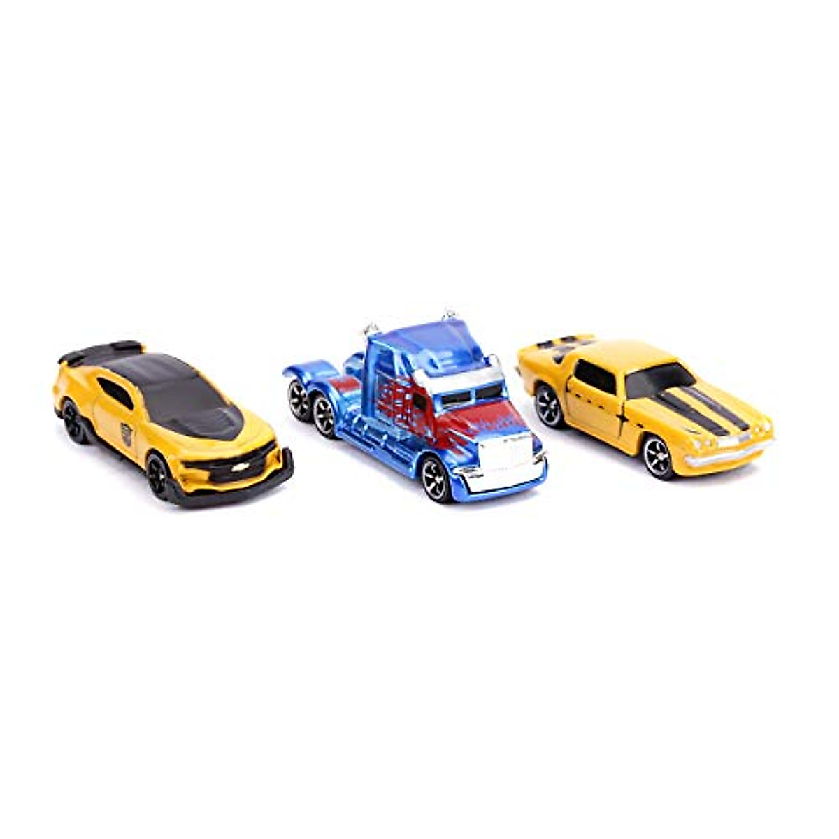 Jada Toys Transformers Nano Hollywood Rides 2016 Chevy Camaro Bumblebee, Western Star 5700XE Optimus Prime and 1977 Chevy Camaro Bumblebee, 1.75" Die-Cast Vehicles,Multi,31125