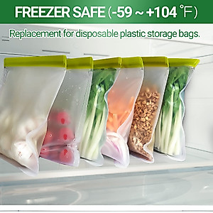 Reusable Food Storage Bags, 4 Pack Reusable Gallon Bags Seal & Leak Proof, BPA Free Reusable Freezer Bags for Travel, Marinate Meats, Fruit or food Storage