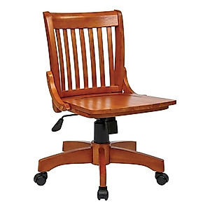 BOWERY HILL Traditional Solid Wood Armless Office Chair in Medium Brown