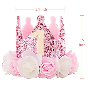 Kbrand Hat First Birthday 1st Decorations For Girl Gifts Rose Gold Baby Pink Crown Party One Year Old Princess, Rose Gold,pink