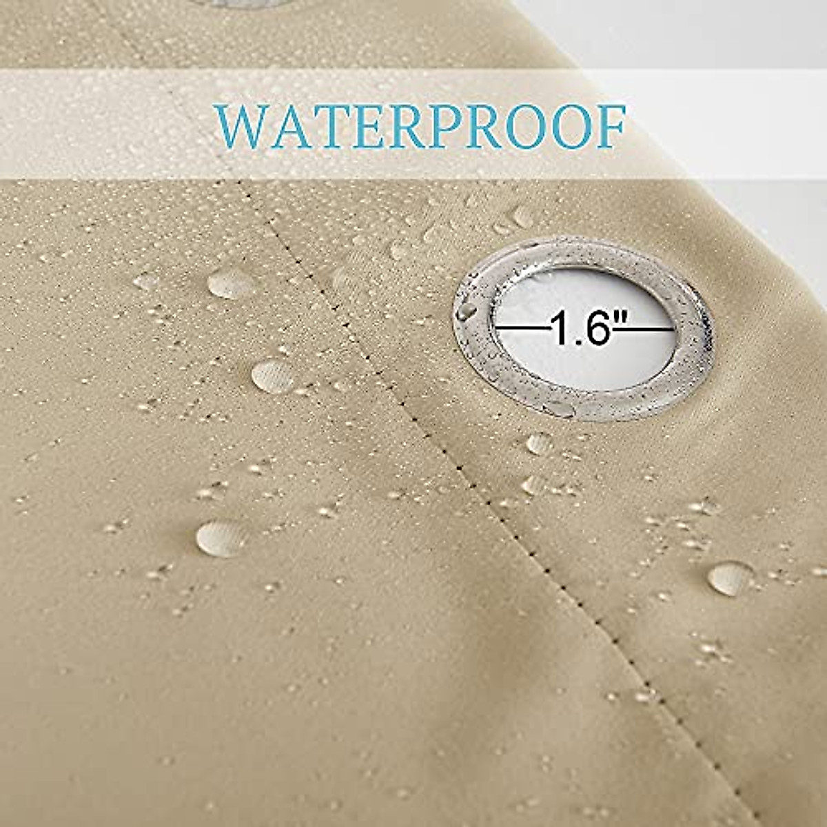 RYB HOME Windproof Curtains Outdoors - Waterproof Blackout Shade Thermal Insulated Weighted Drapes for Porch Gazebo Canopy Pergola Garage Sun Room Decor, 52 Width x 95 inch Length, 2 Panel, Beige