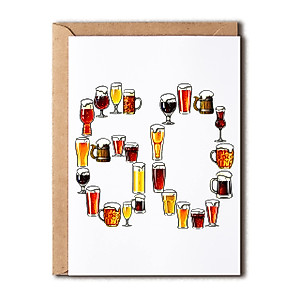OystersPearl 60Th Birthday Card - 60 Card - 60Th Card Beer - Funny Birthday Card - Let's Drink Beer - 60Th Birthday Card Friend - Beer Card
