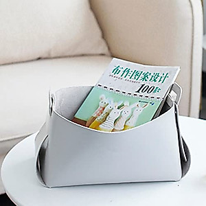 Cabilock Box Handle Flowers Basket Room Leather Desk for Wallet Storage Coin Decoration Baskets Fruits Small Cube Toys Bedside Jewelry Grey Collapsible Living Assembled Organizer Holder