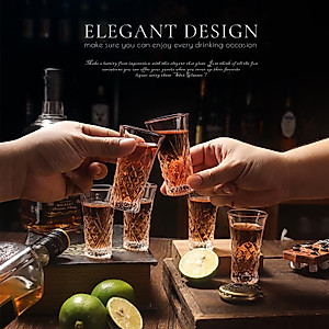 LOBUBT 2 OZ Shot Glasses Set,6-Pack Tequila Shot Glasses with Heavy Base Crystal Shot Glasses Bulk Small Whiskey Cordial Glass for Liqueur Spirits Bar Party Favor