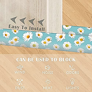 Joismea Adjustable Double Sided Door Draft Stopper, Window Breeze Blocker Machine-Washable, Weather Stripping, Noise Reducer - Daisy