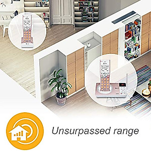 AT&T CL82557 DECT 6.0 5-Handset Cordless Phone for Home with Answering Machine, Call Blocking, Caller ID Announcer, Intercom and Long Range, Rose Gold