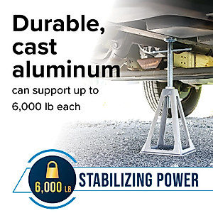 Camco Olympian Aluminum Jack Stands, Support up to 6,000 lbs, Pack of 4 ( 44560)